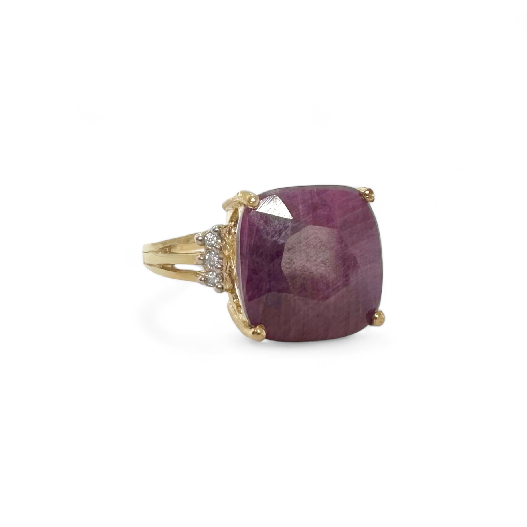 Cocktail ring - "Passion Fruit" robijn en diamant - Sieradenmeisje