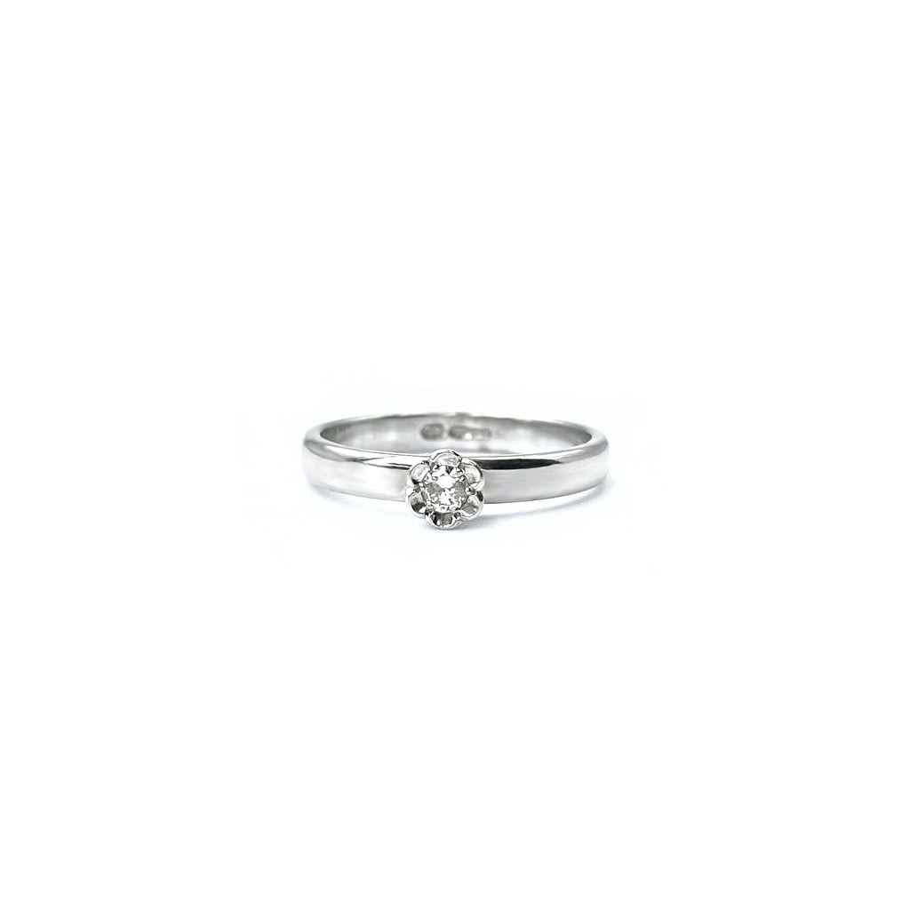 Vintage witgouden ring - "The Diamond" Diamant 0.05ct - Sieradenmeisje