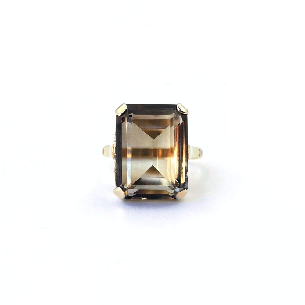 Vintage gouden ring - "Le Chocolat" Rookkwarts - Sieradenmeisje