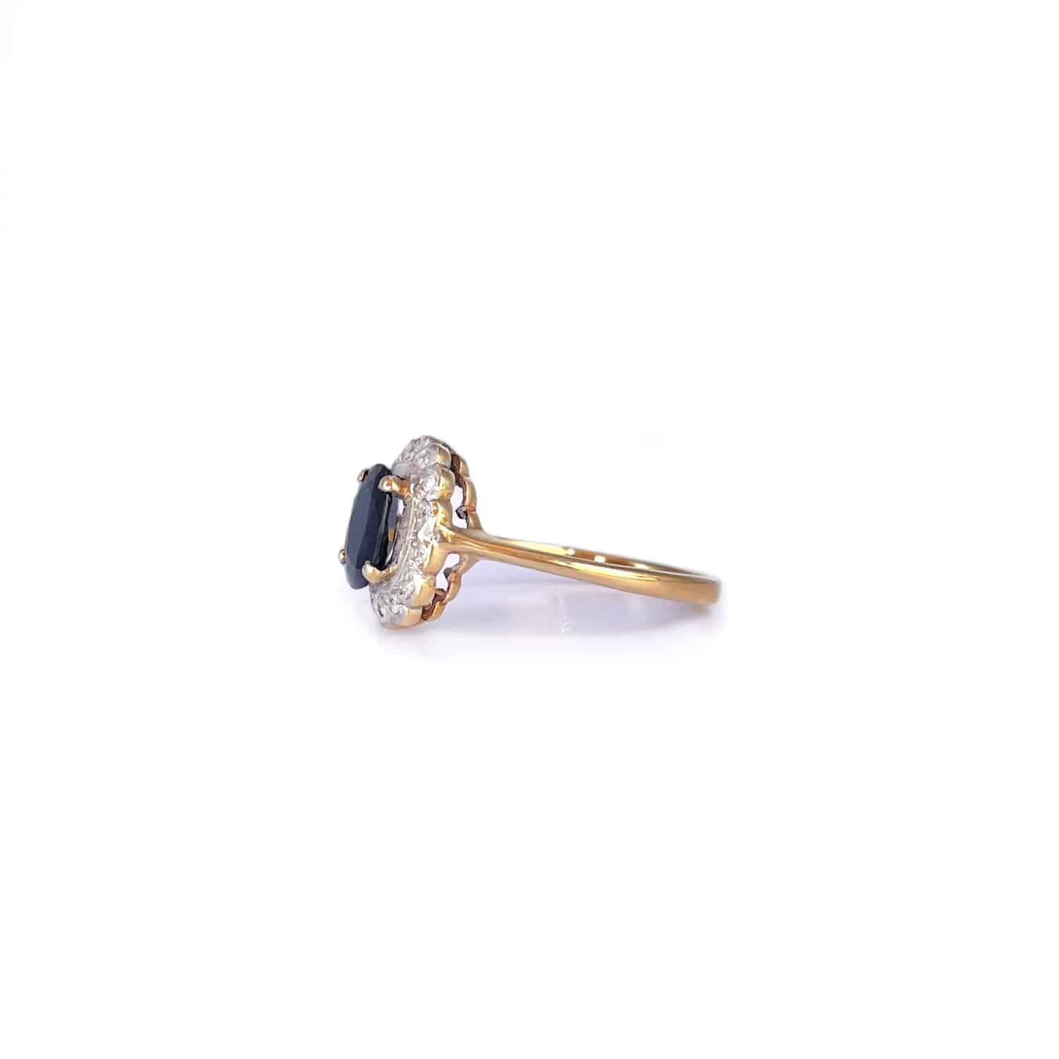 Vintage ring goud - "Royal Blue" Saffier & diamant - Sieradenmeisje