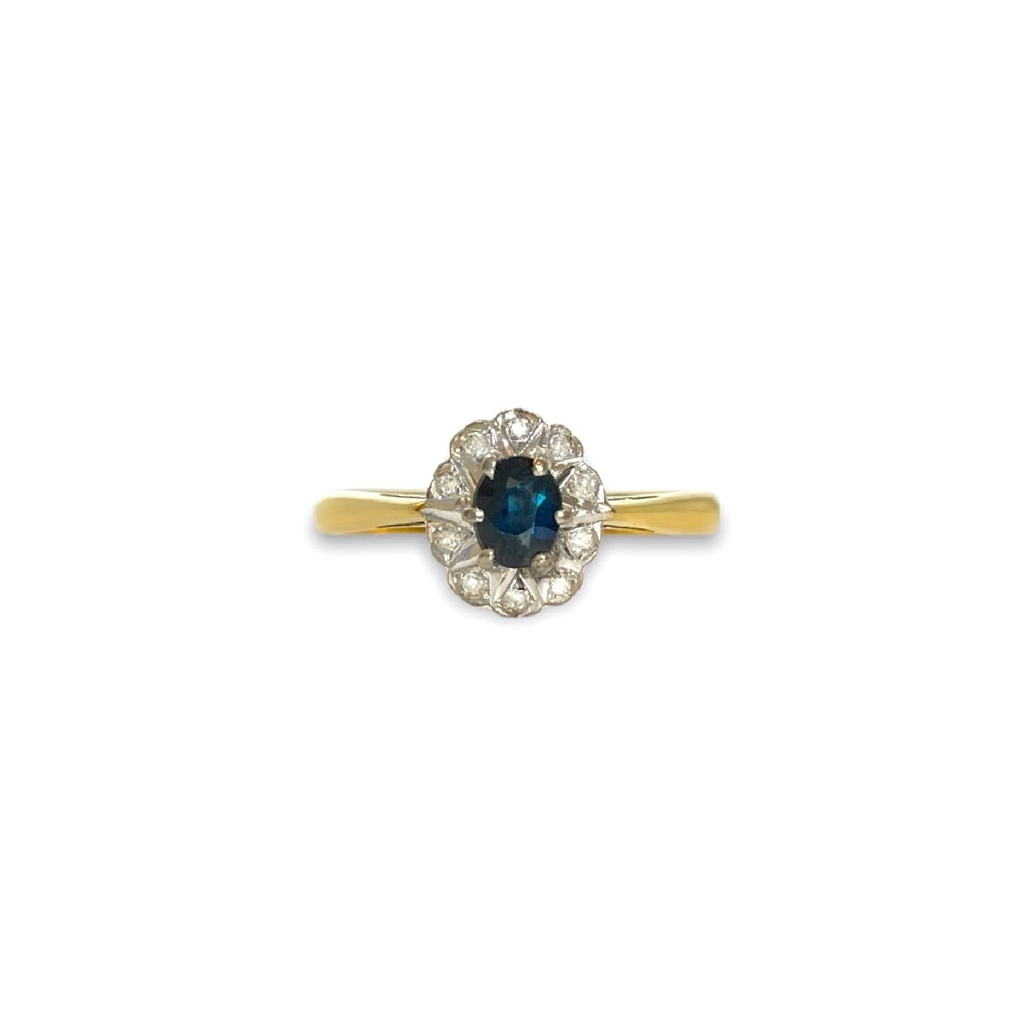 Vintage ring "La Royale" Saffier ring 14 karaat - Sieradenmeisje