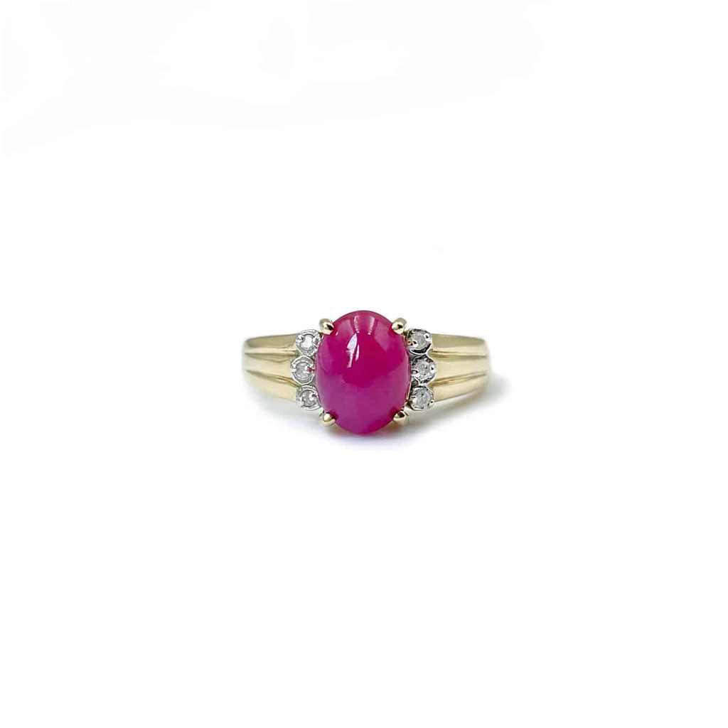 Vintage gouden ring - "Hi Sugar" Robijn & diamant - Sieradenmeisje