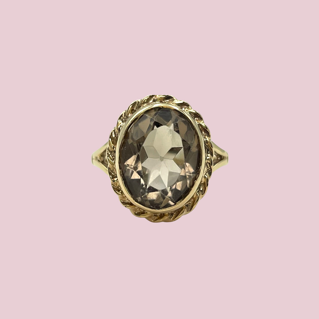 Vintage gouden ring - "Hot Mocha" Rookkwarts - Sieradenmeisje