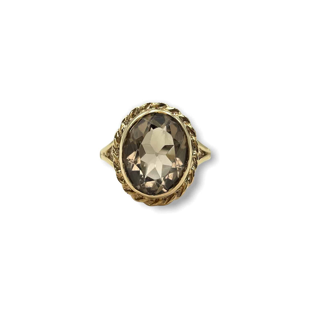 Vintage gouden ring - "Hot Mocha" Rookkwarts - Sieradenmeisje