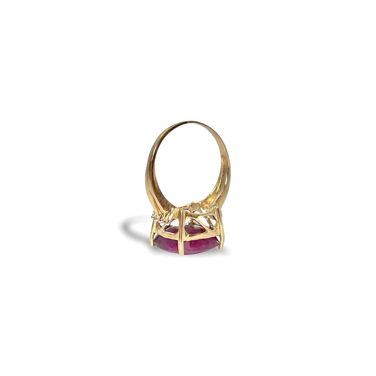 Gouden robijn ring - "The Strawberry" met diamant - Sieradenmeisje