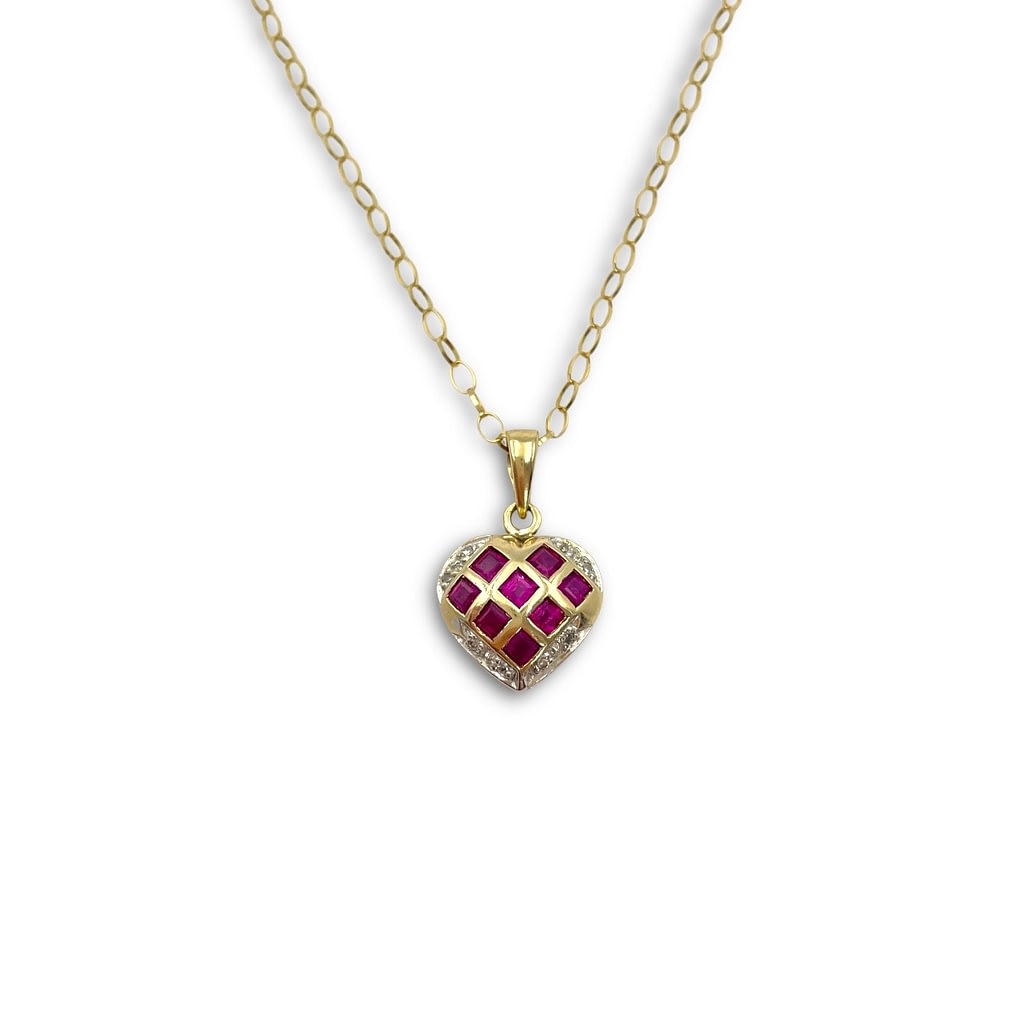 Vintage ketting - "Sweet Heart (Set)" Robijn hartje - Sieradenmeisje