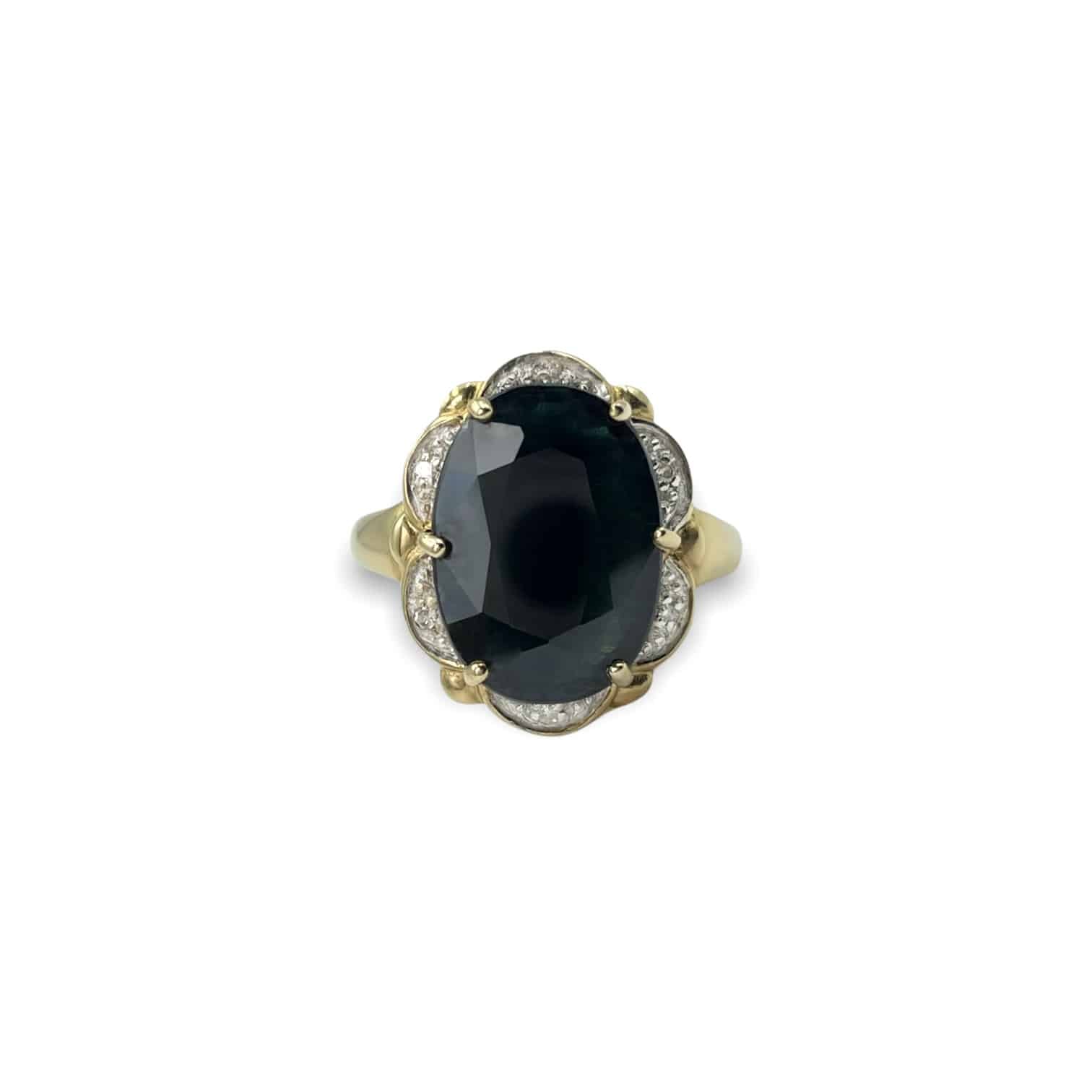 Vintage gouden ring - "La Royale" Saffier & diamant - Sieradenmeisje