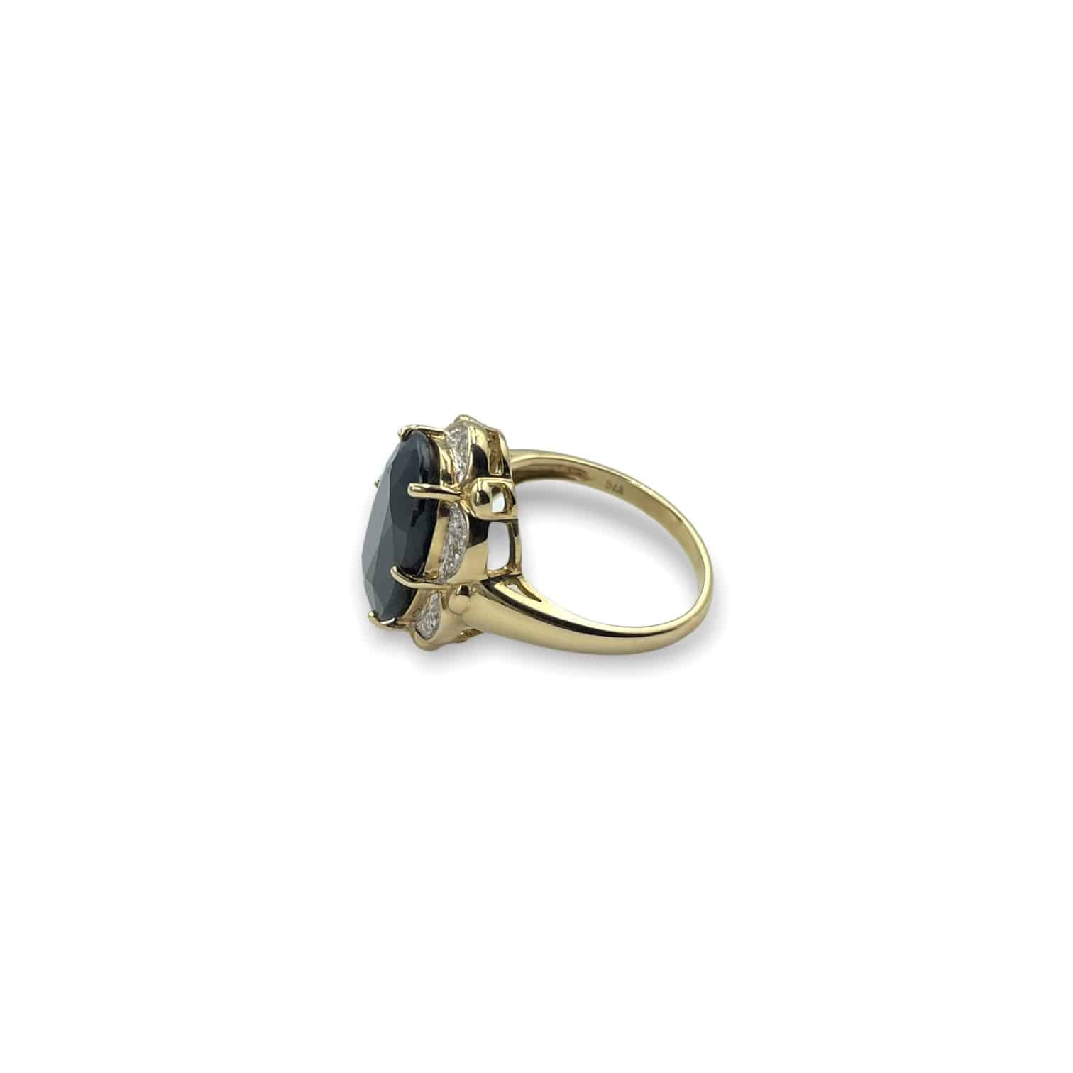 Vintage gouden ring - "La Royale" Saffier & diamant - Sieradenmeisje