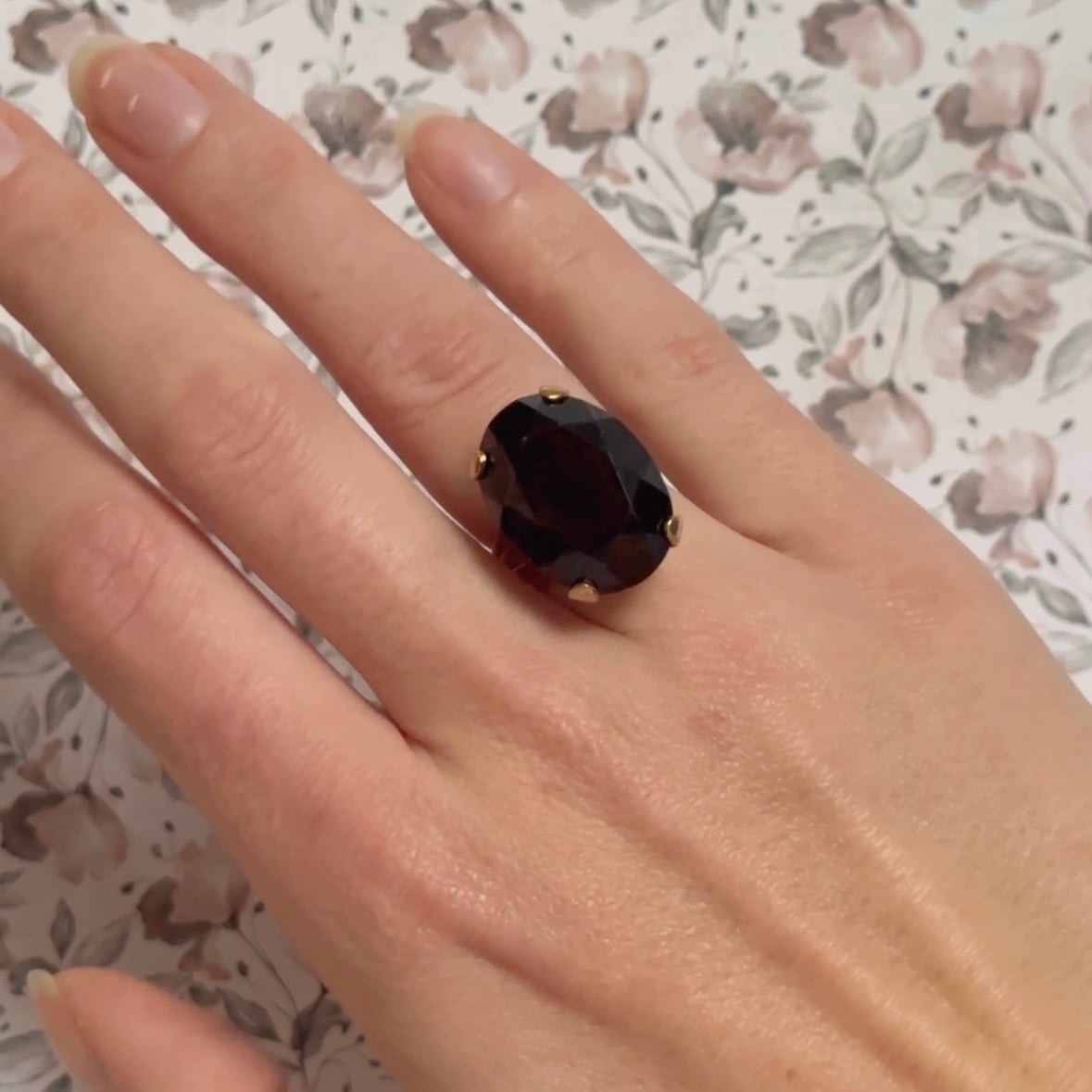 Vintage ring - "Hot Choco" Rookkwarts - Sieradenmeisje