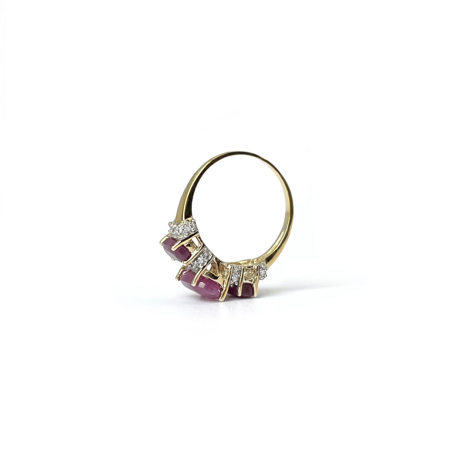 Trilogie ring - "Yummy Plum" Robijn & diamant - Sieradenmeisje